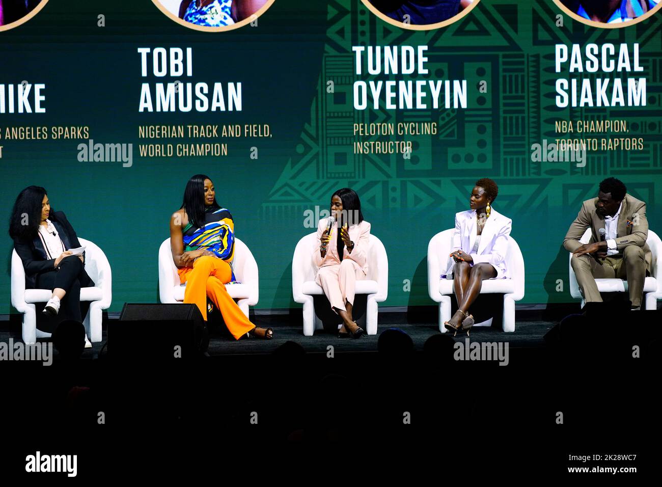 09/19/2022 New York, New York Mimi Fawaz, Chiney Ogwumike, Tobi Amusan, Tunde Oyeneyin and ...
