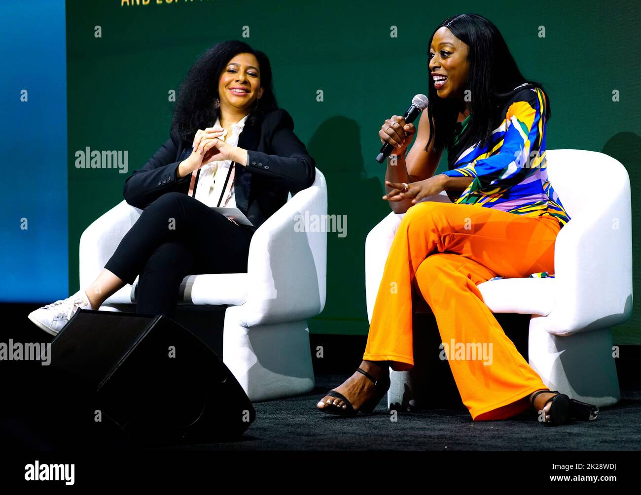 09/19/2022 New York, New York Mimi Fawaz and Chiney Ogwumike speak ...