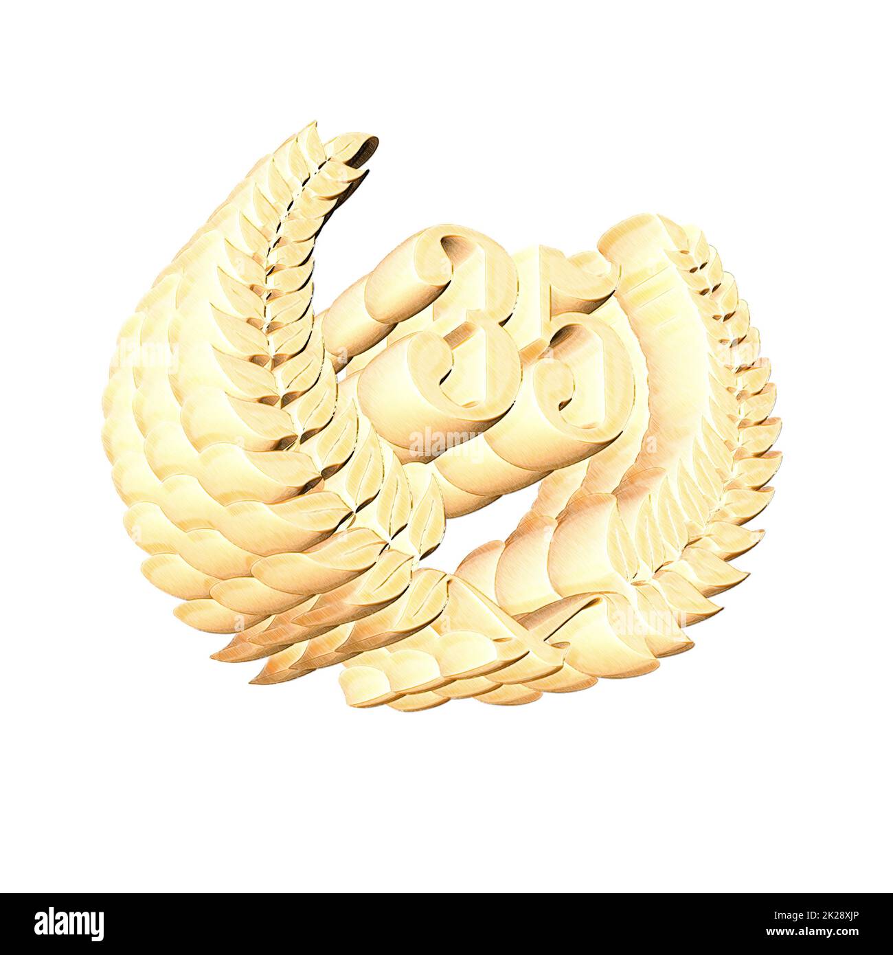 Number 35 with laurel wreath or honor wreath as a 3D-illustration, 3D ...