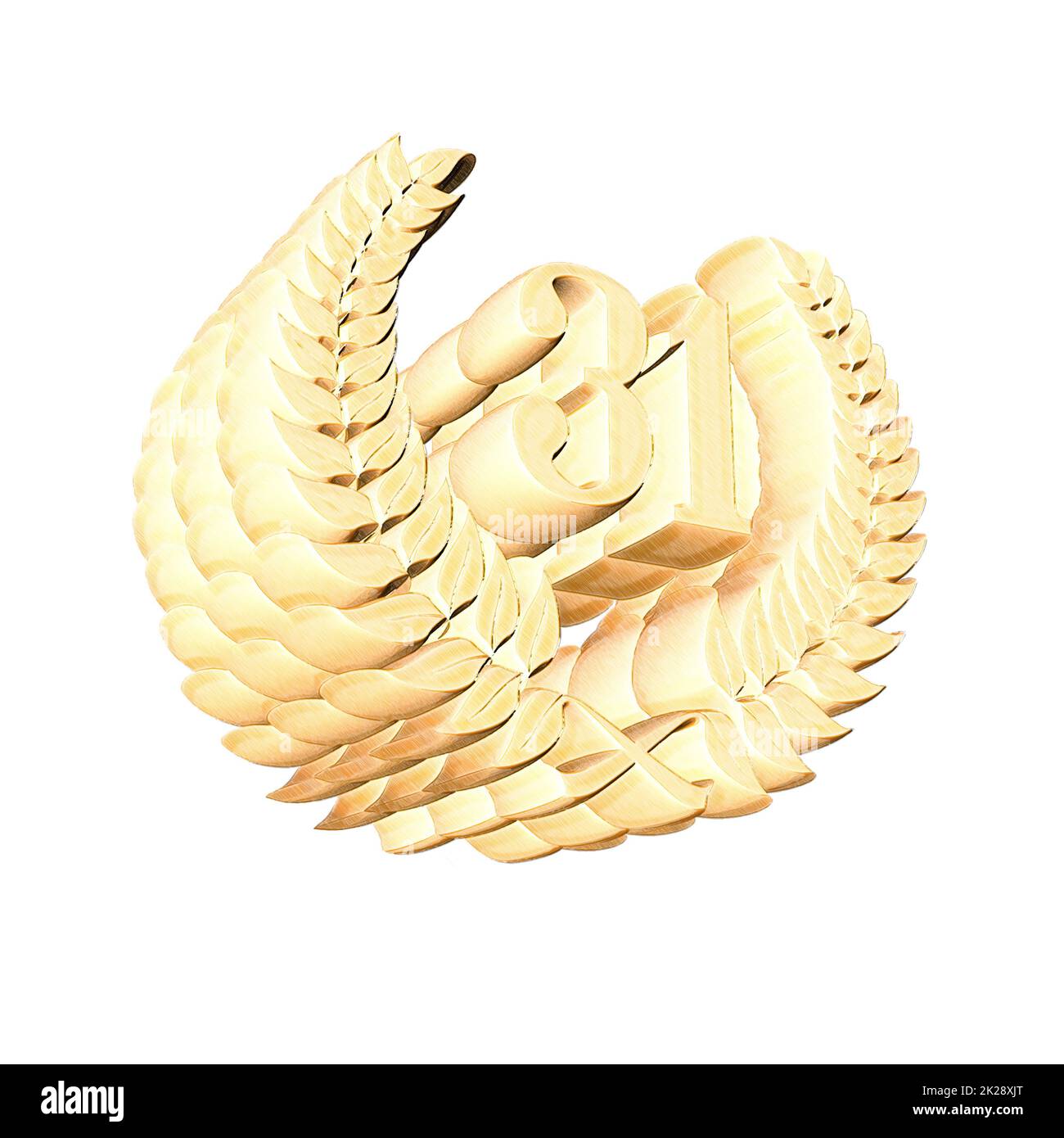 Number 31 with laurel wreath or honor wreath as a 3D-illustration, 3D ...