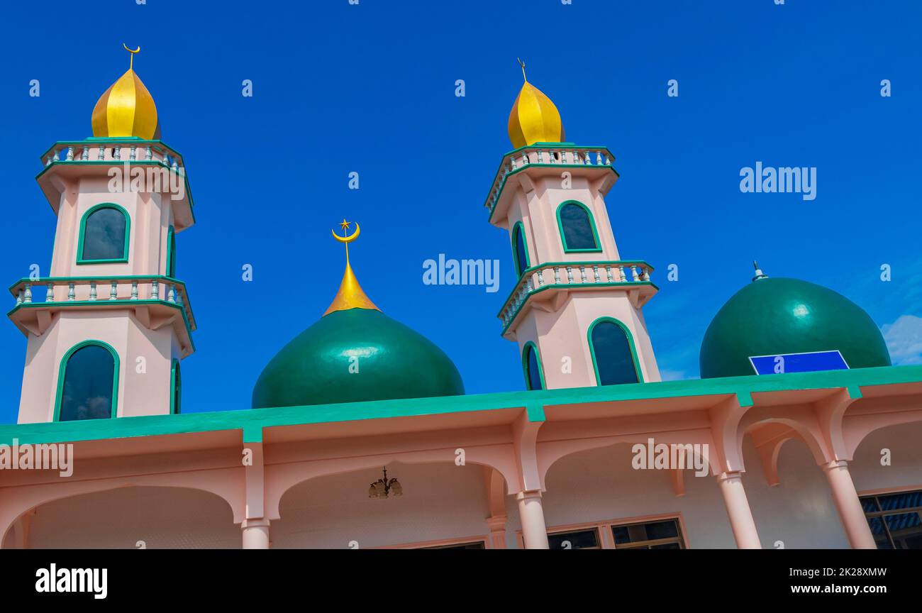 Gold turquoise Thalang Mosque Lil Abidin Mosque architecture Phuket ...