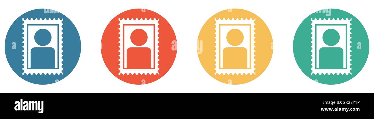 Colorful Banner with 4 Buttons: Portrait with user photo Stock Photo ...