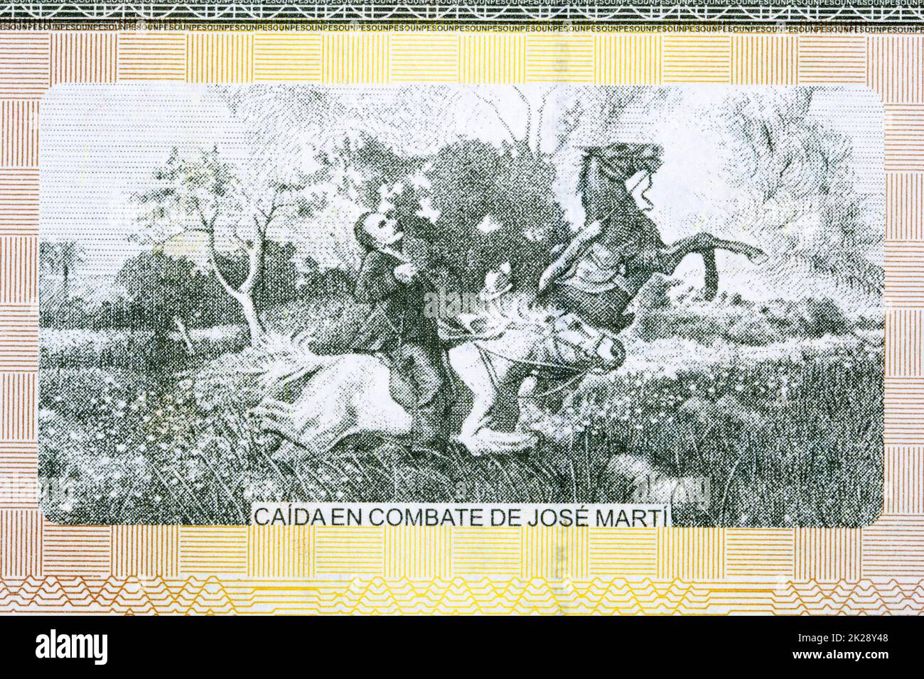 Death of Jose Marti in combat atop a horse at the Battle of Dos Rios ...
