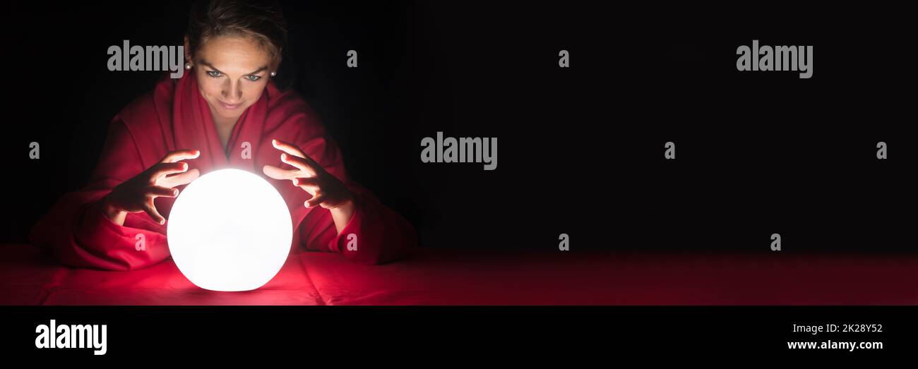 Psychic Predicting Future Using Magic Ball. Fortuneteller Woman Stock ...