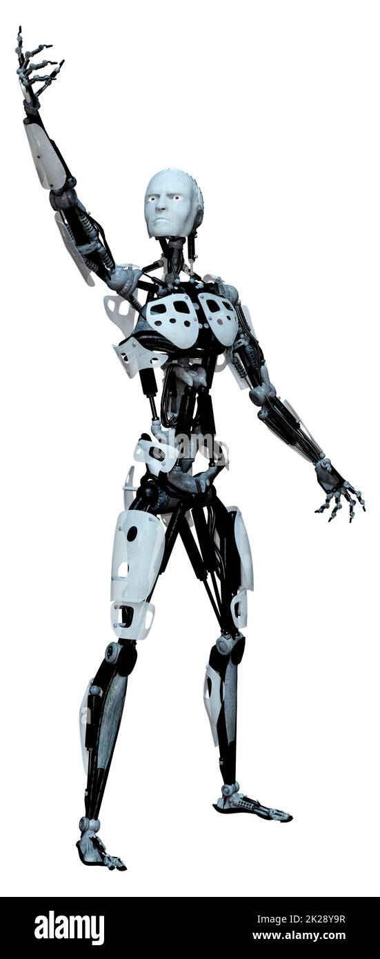3D Rendering Male Robot on White Stock Photo - Alamy