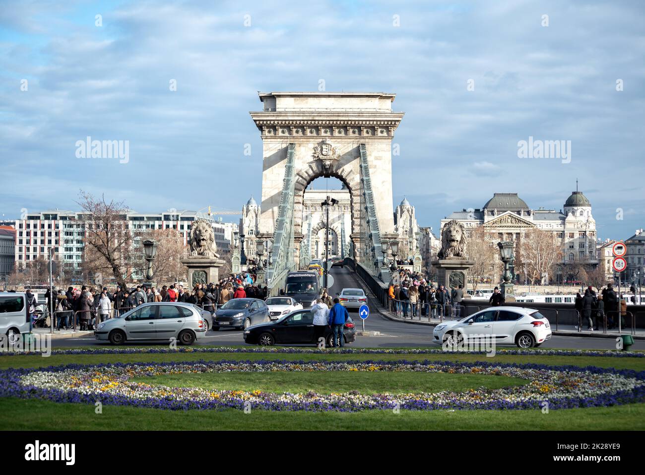 Budapest, Hungary - January 06, 2019: View of Szechenyi Chain Bridge ...