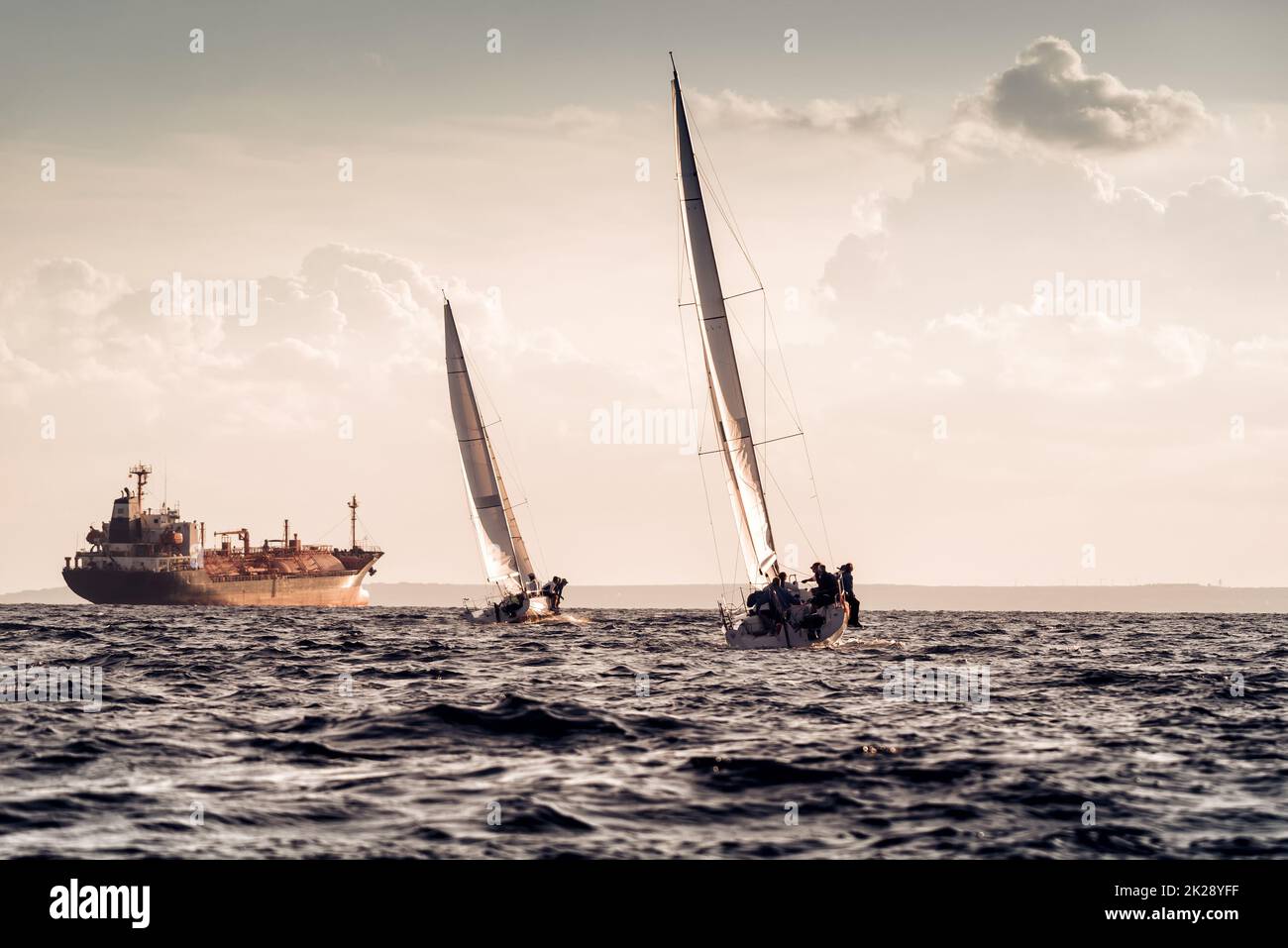 Teams competing in sailing regatta. Akrotiri bay. Limassol, Cyprus ...