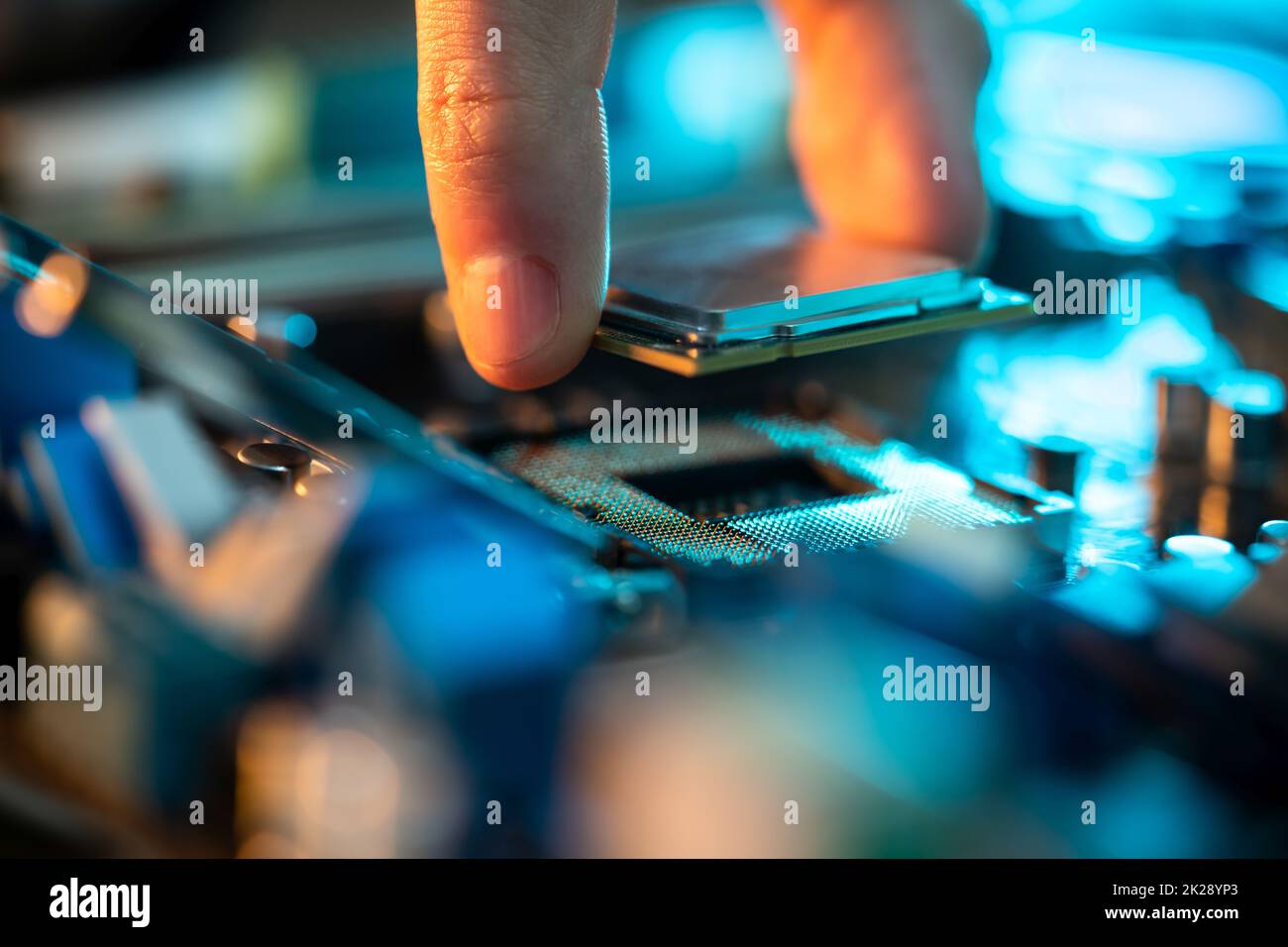 Motherboard Microchip In Hand. Computer Testing Stock Photo - Alamy