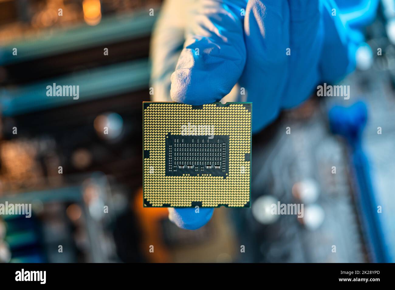 Motherboard Microchip In Hand. Computer Testing Stock Photo - Alamy