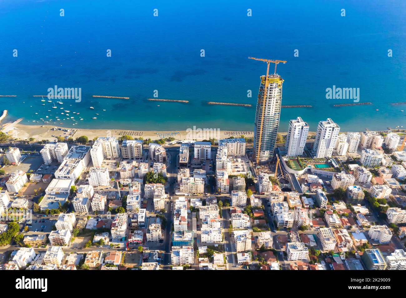 High-rise building construction site ay Limassol seafront. Cyprus Stock ...