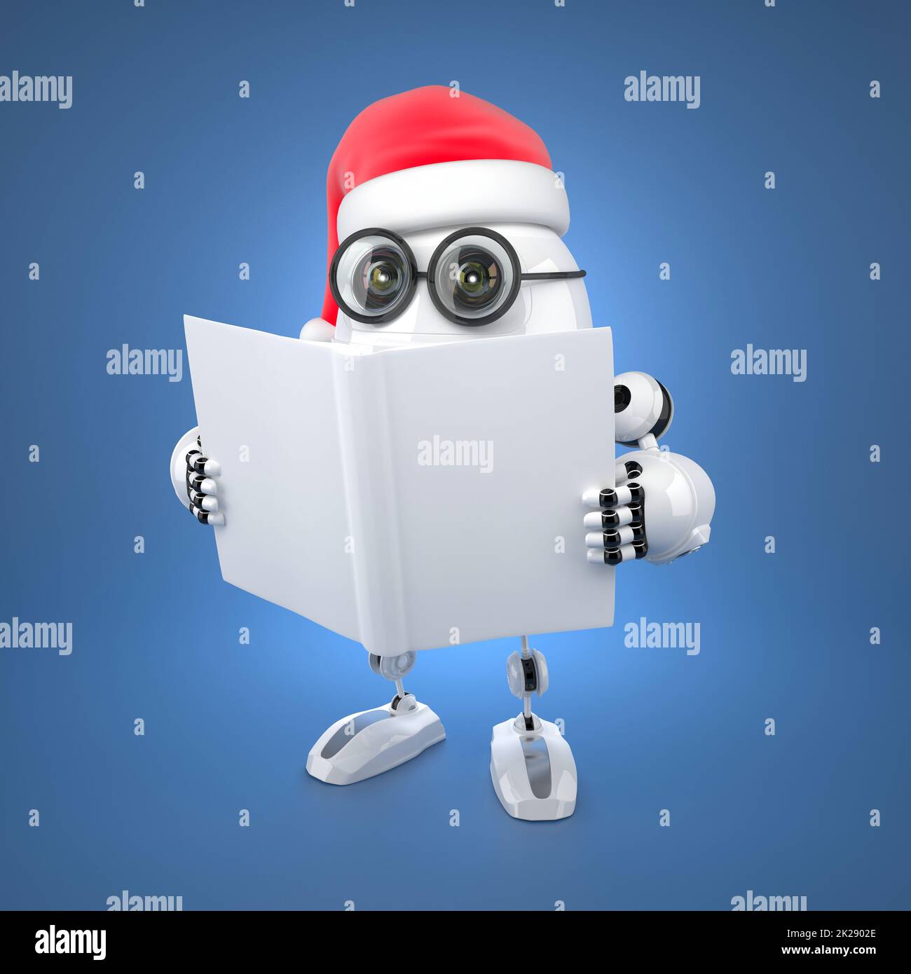 Santa robot reading a book Stock Photo - Alamy