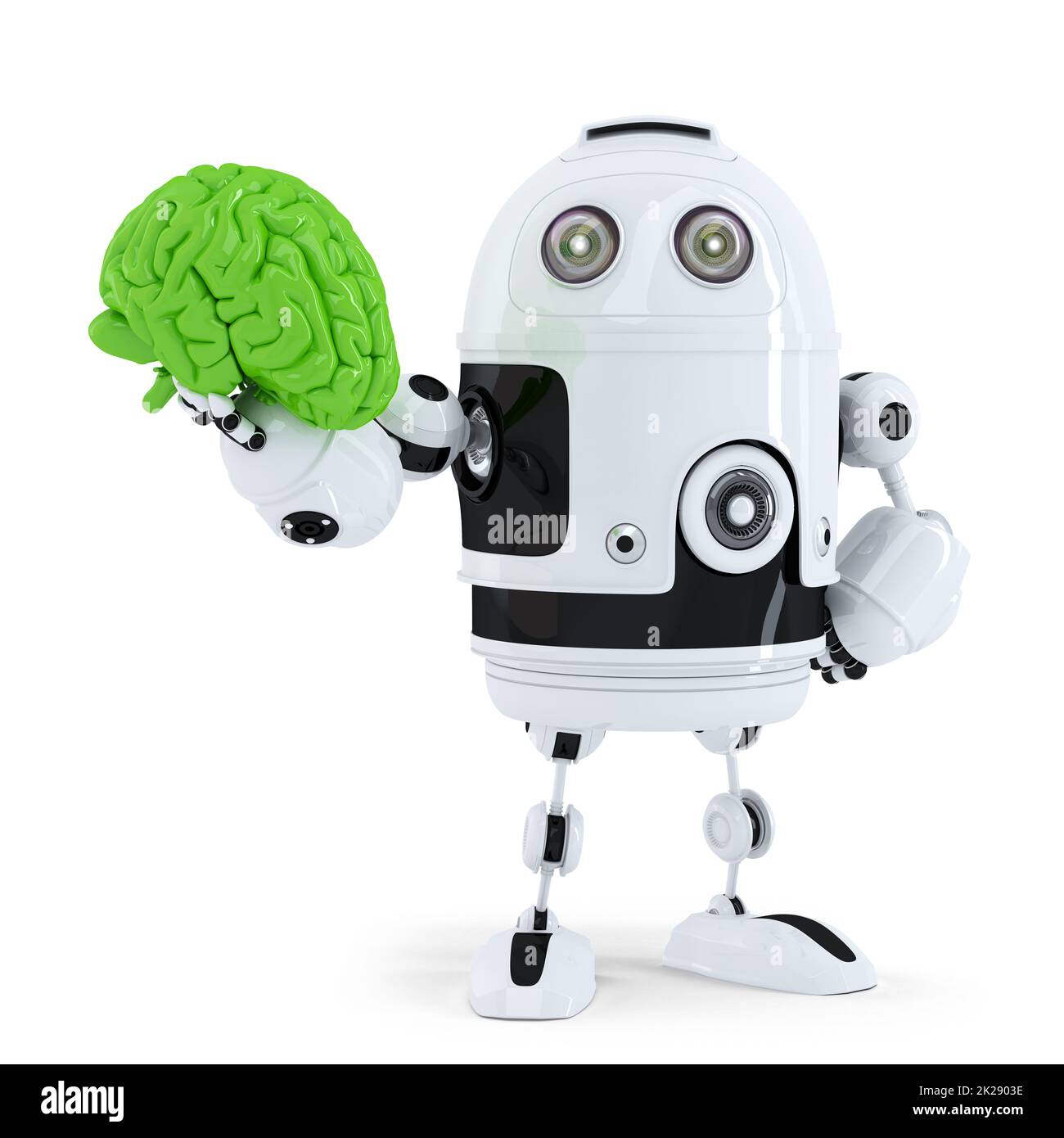 Robot holding green brain. Technology concept Stock Photo - Alamy