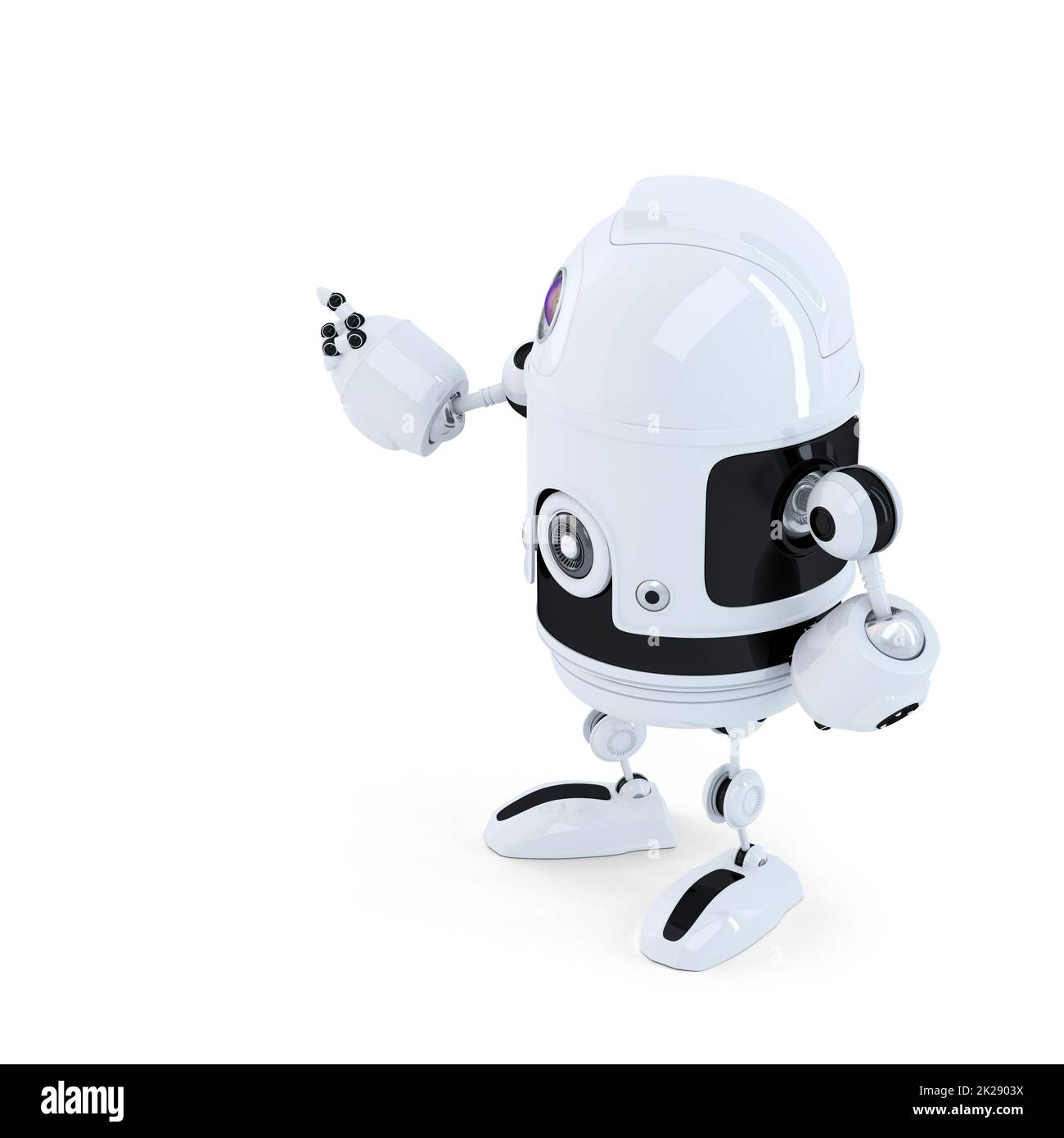 Rear view of robot pointing at invisoble object Stock Photo - Alamy