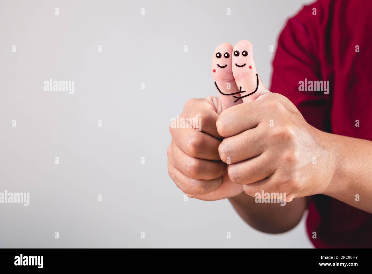 Art of love on Fingers. Hugging of thumbs of hands connectedly ...