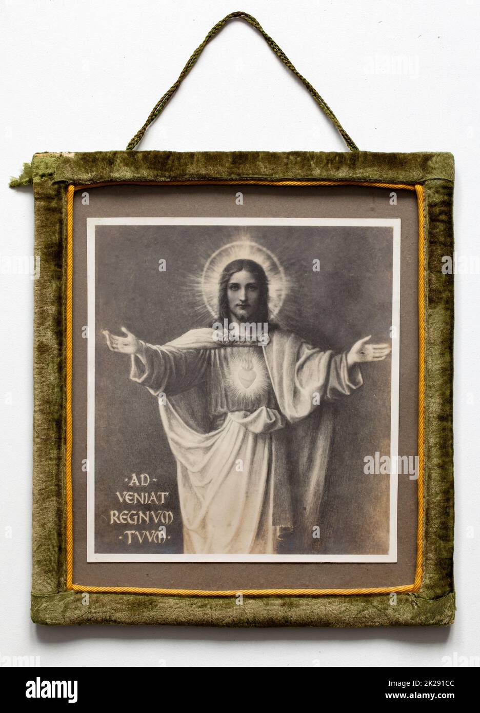 Picture of Jesus Christ in Velvet Frame with the message 'Adveniat ...