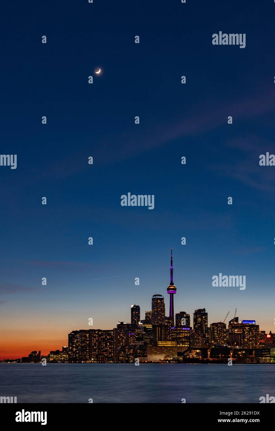 Toronto at Night and Moon Stock Photo - Alamy