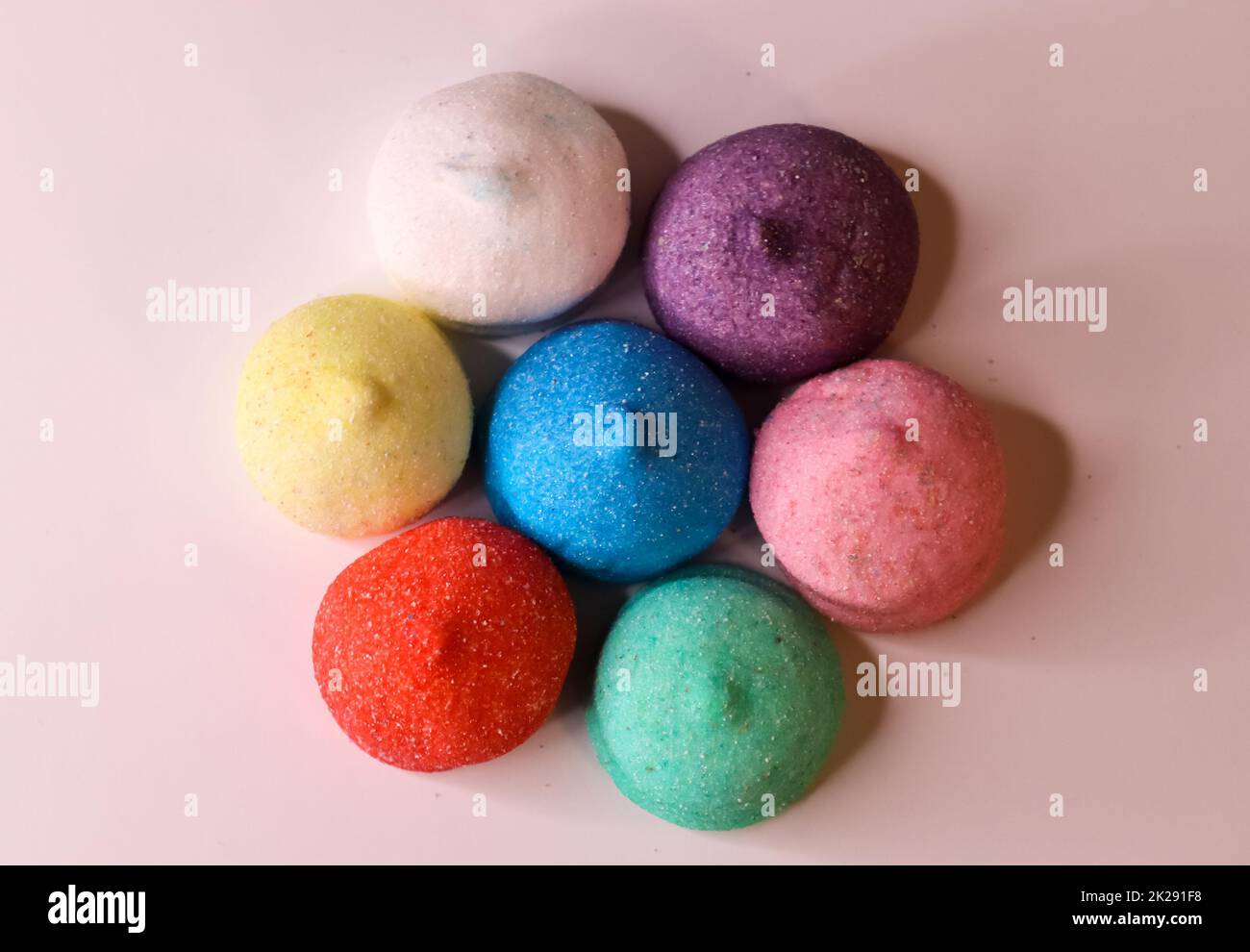 Selective focus on very colorful and delicious marshmellow candy on a ...