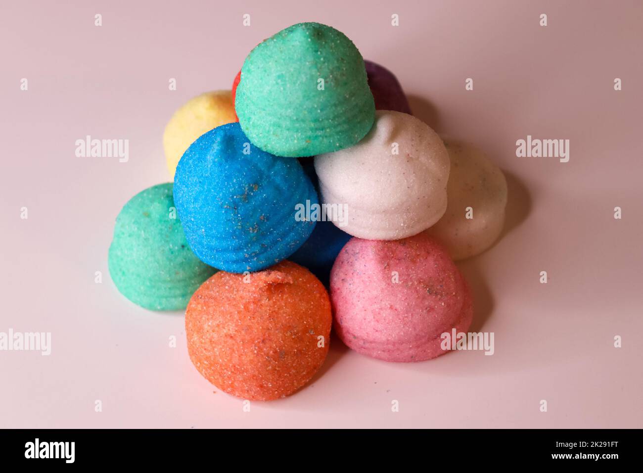 Selective focus on very colorful and delicious marshmellow candy on a ...