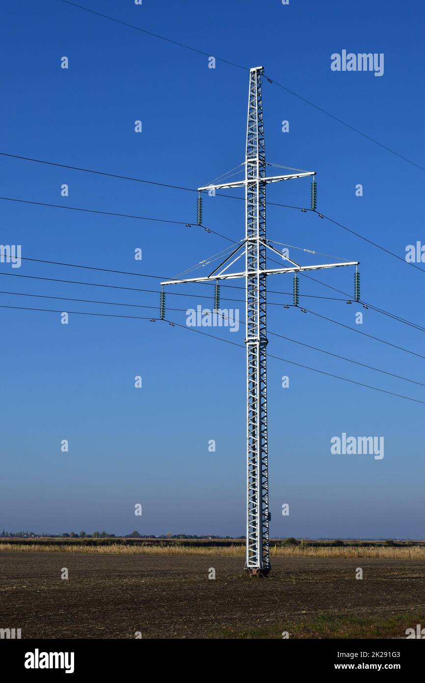 Power line support Stock Photo - Alamy