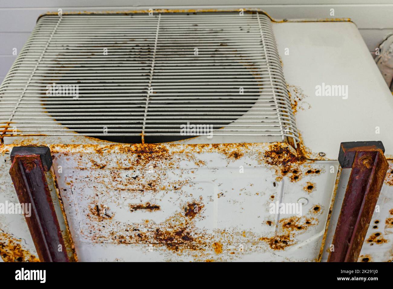 Dirty old rusted air conditioner at Naithon Beach Phuket Thailand Stock ...