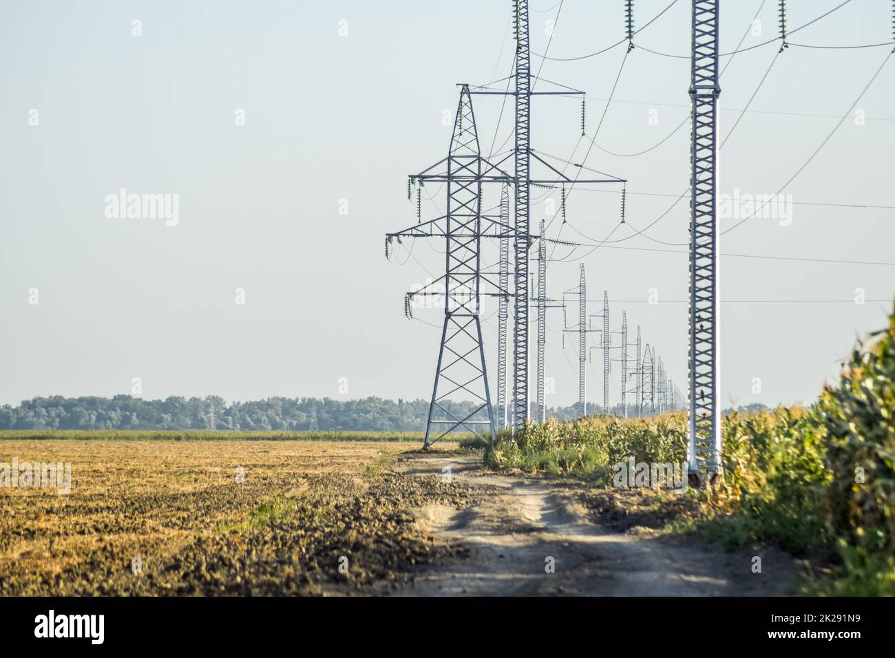 Power line support Stock Photo - Alamy