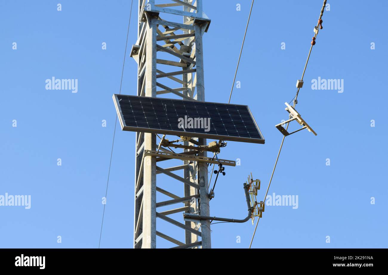 Solar cells to provide power transmission antenna Stock Photo - Alamy
