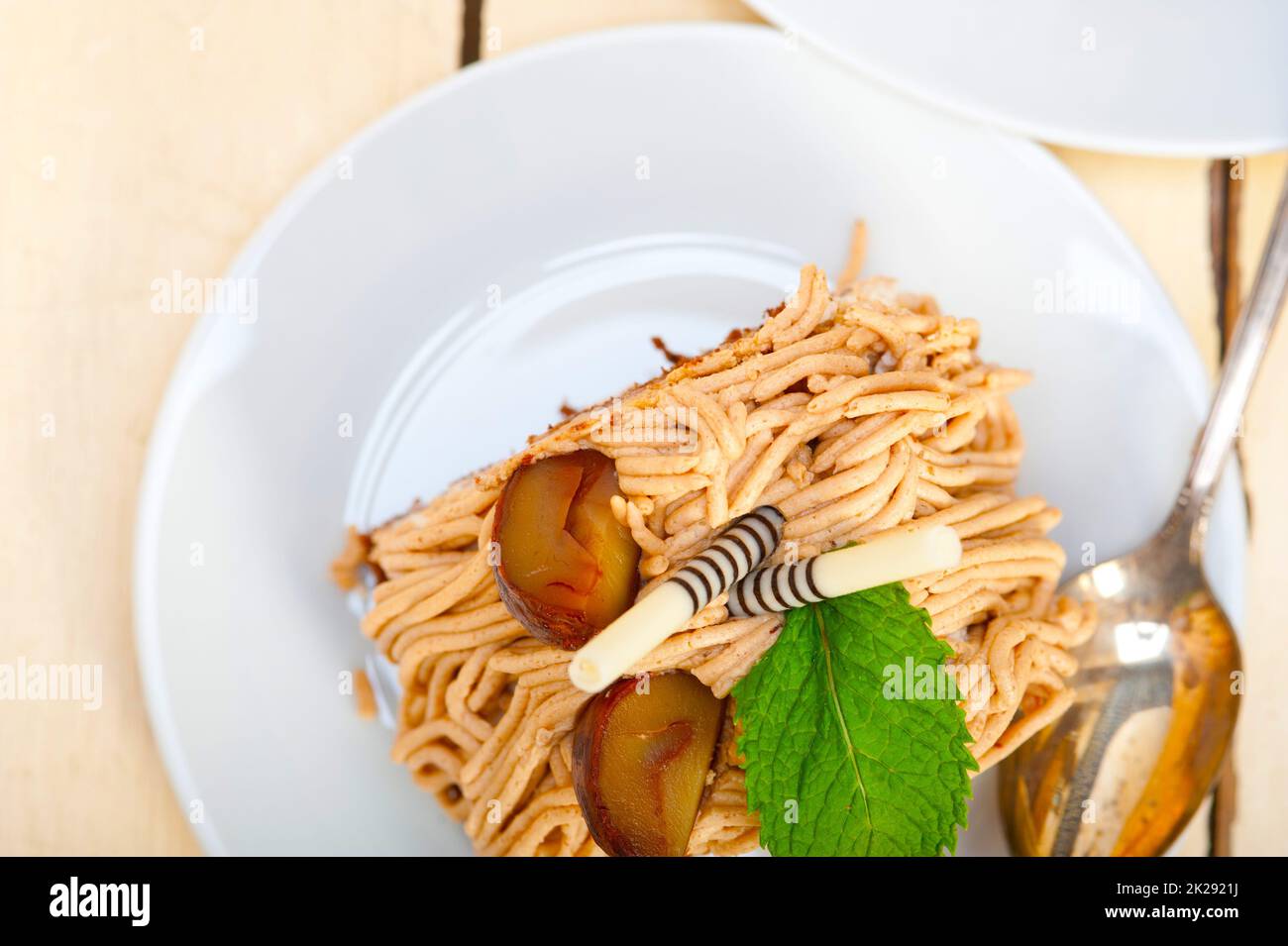chestnut cream cake dessert Stock Photo - Alamy