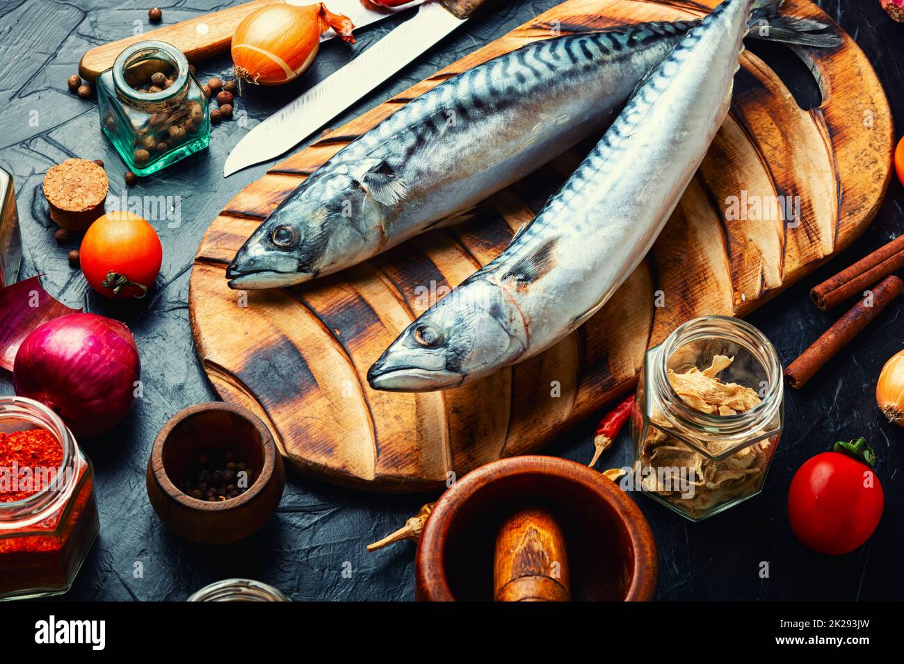 Fresh, raw mackerel fish Stock Photo - Alamy