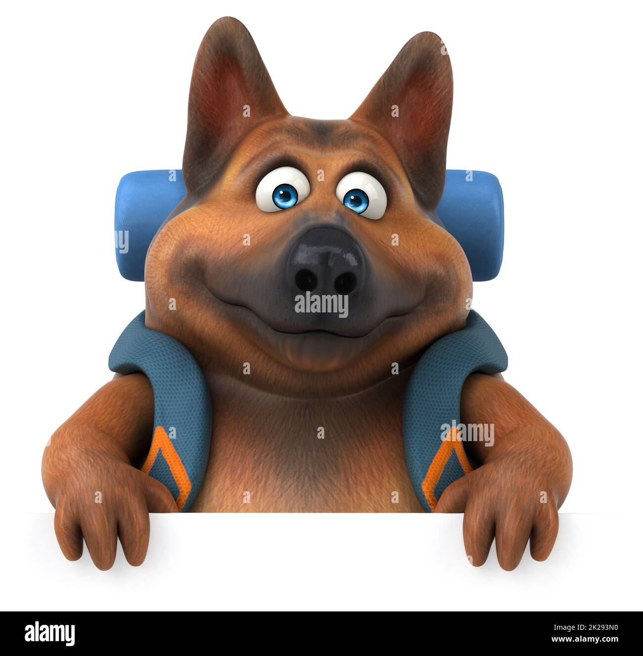 Fun backpacker german shepherd dog cartoon character Stock Photo - Alamy