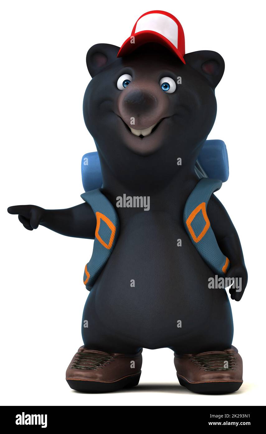 Fun 3D bear backpacker cartoon character Stock Photo - Alamy