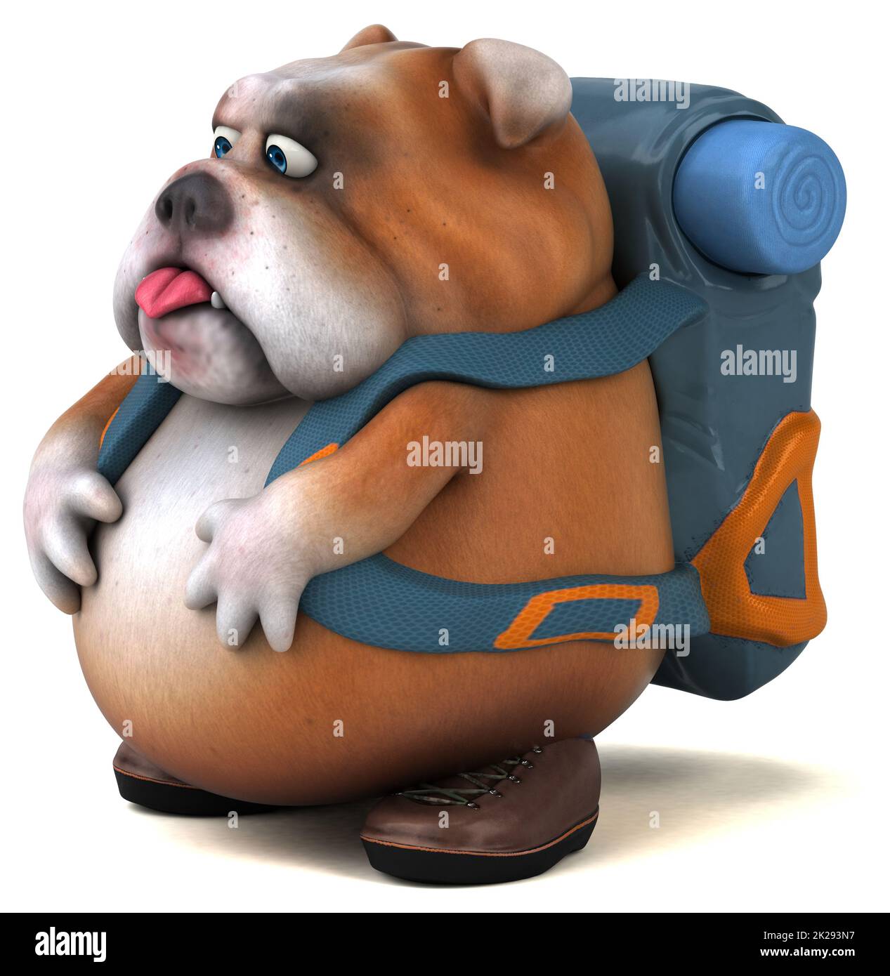 Fun backpacker bulldog cartoon character Stock Photo - Alamy