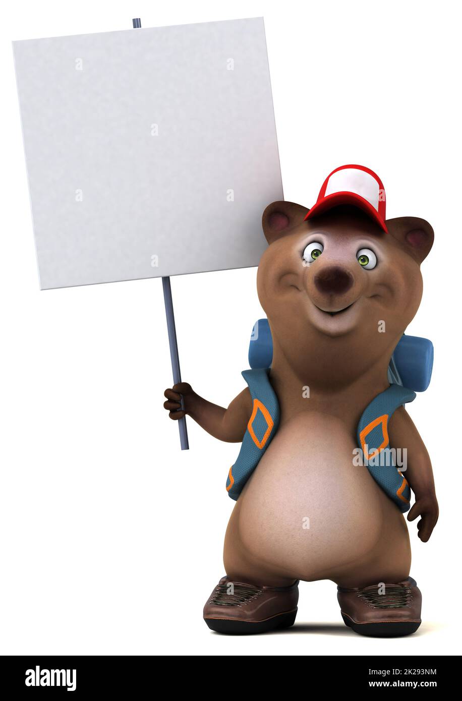 Fun 3D bear backpacker cartoon character Stock Photo - Alamy