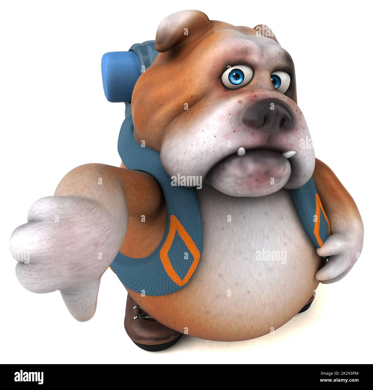 Fun backpacker bulldog cartoon character Stock Photo - Alamy