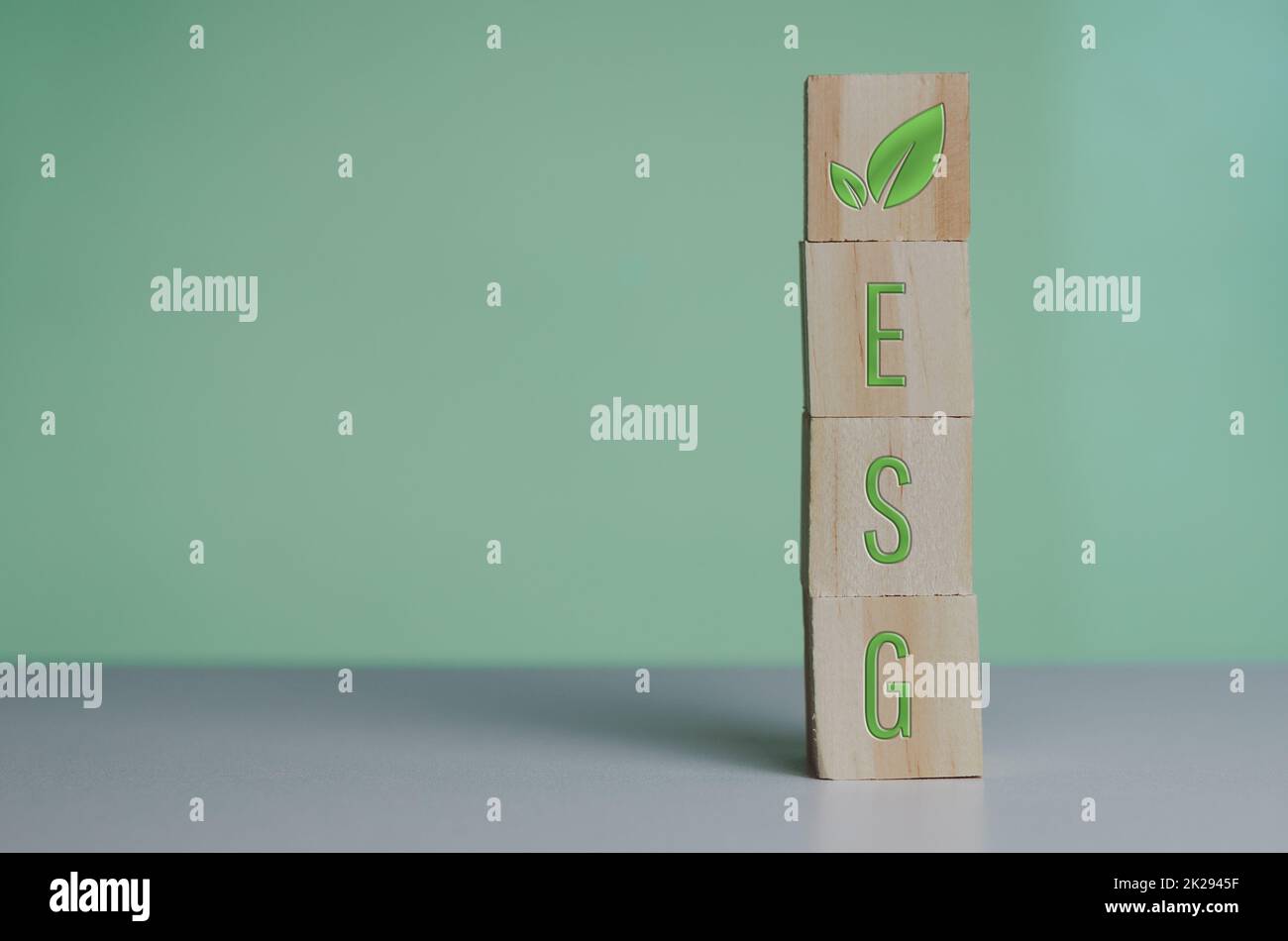 Wooden cubes with esg symbol Environmental Social Governance on the ...