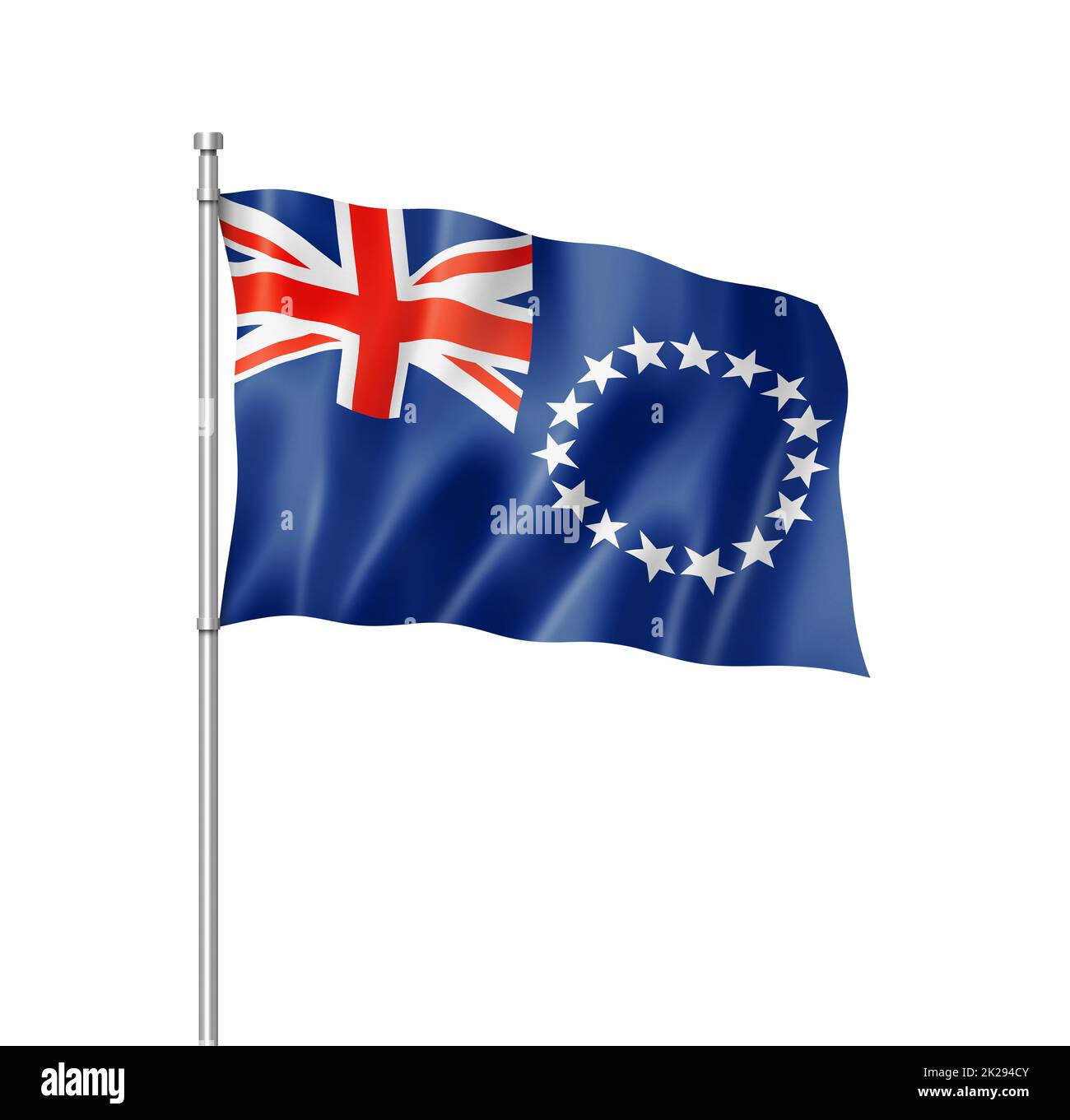 Cook Islands flag isolated on white Stock Photo - Alamy
