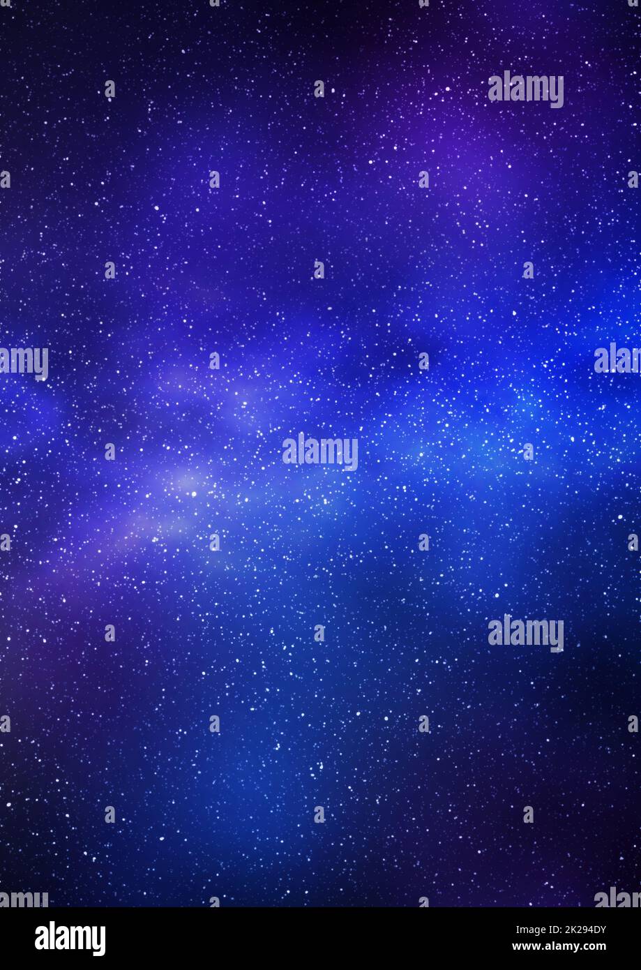 Night starry sky and bright blue galaxy, vertical background Stock ...