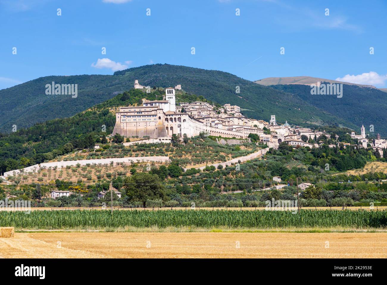 Assisi village in Umbria region, Italy. The town is famous for the most ...