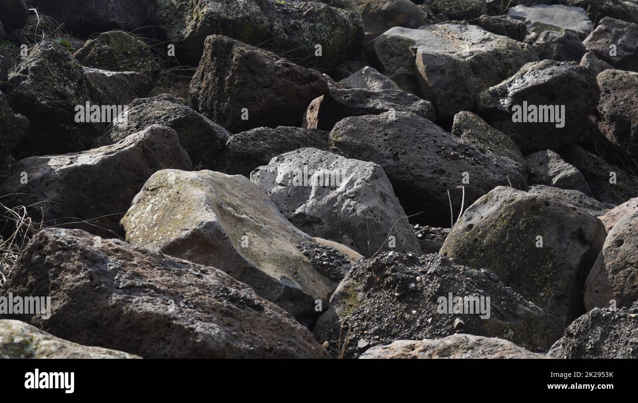 Large stones on the way to Zavitan River in the Golan Heights in ...