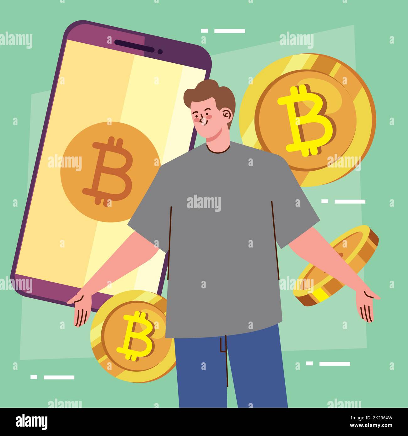 man with bitcoins in smartphone Stock Vector Image & Art - Alamy