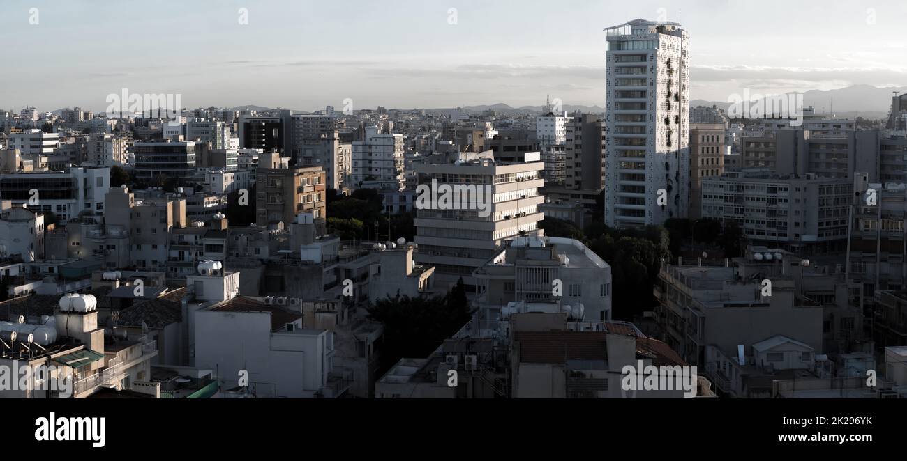 Panoramic view of southern part of Nicosia, capital and largest city on ...