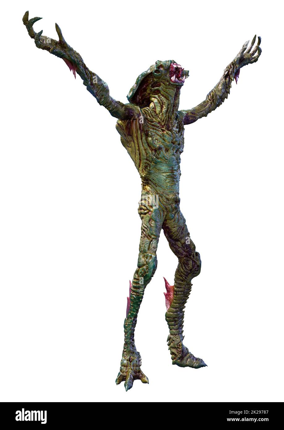 3D Rendering Green Alien on White Stock Photo - Alamy