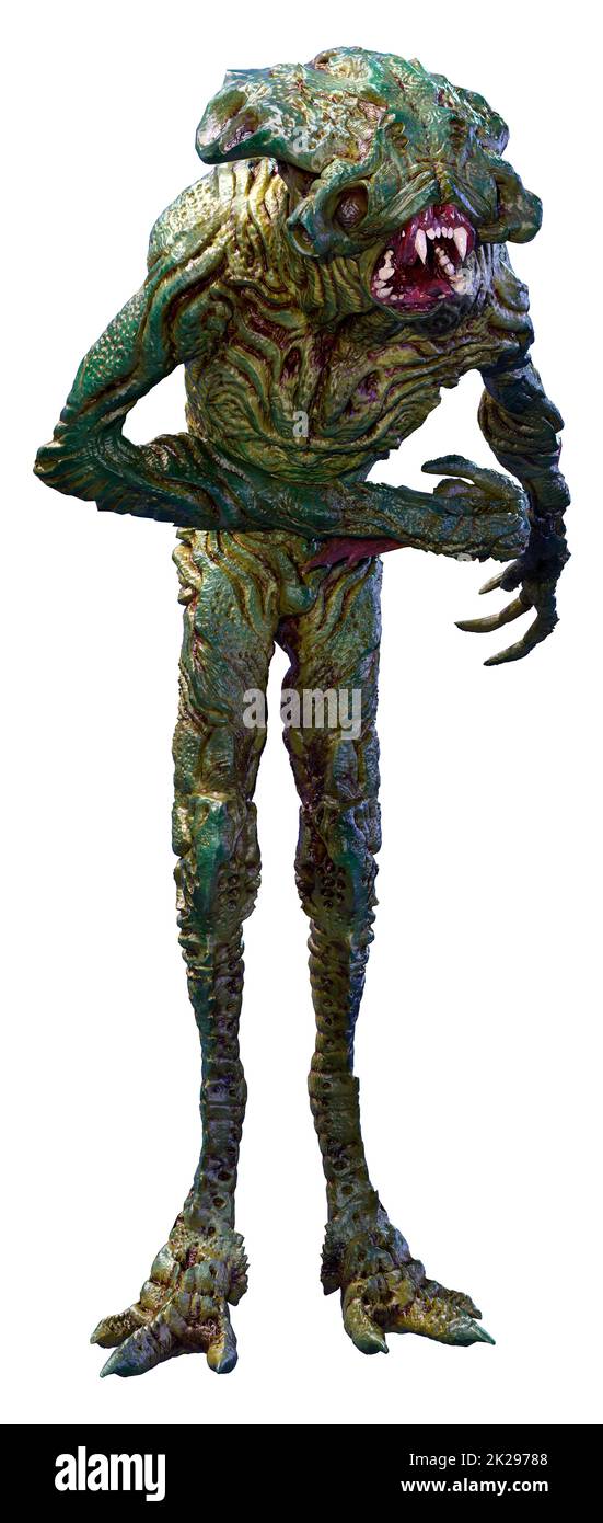 3D Rendering Green Alien on White Stock Photo - Alamy