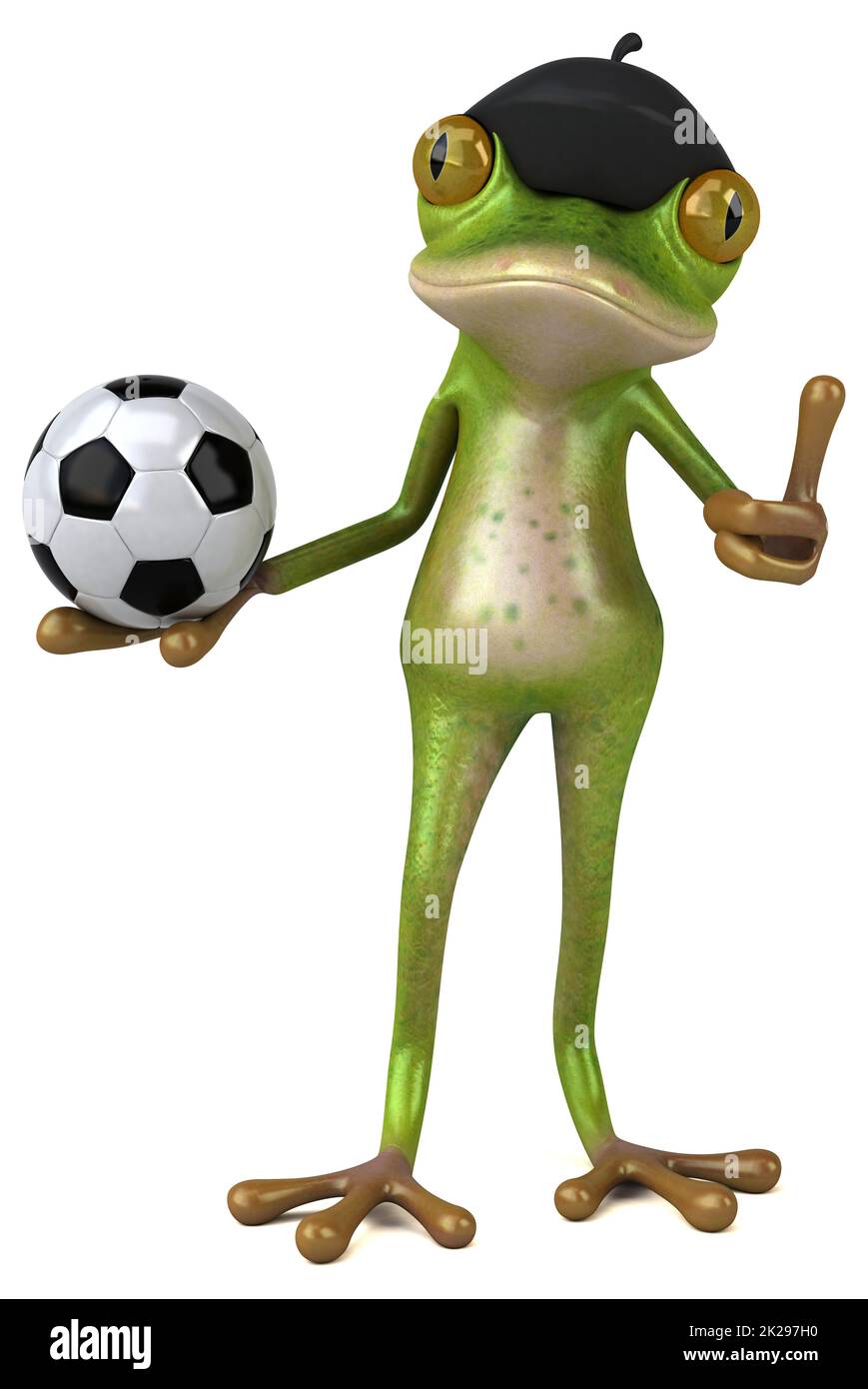 Fun french frog - 3D Illustration Stock Photo - Alamy