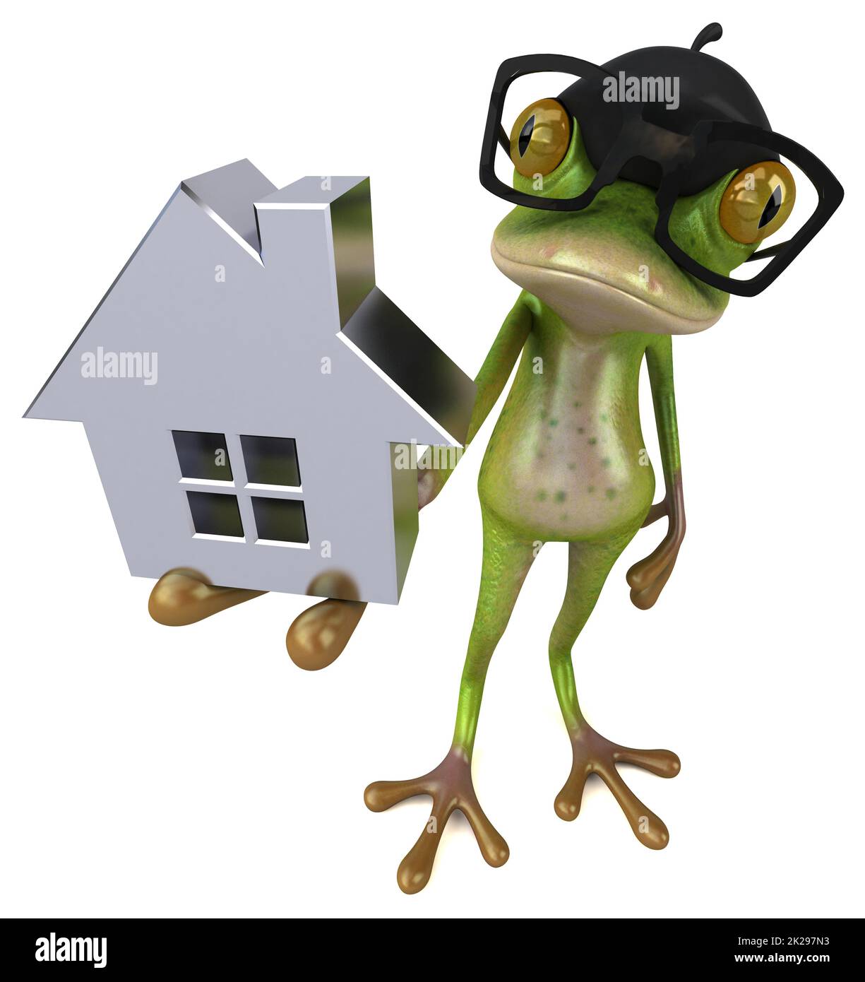 Fun french frog - 3D Illustration Stock Photo - Alamy