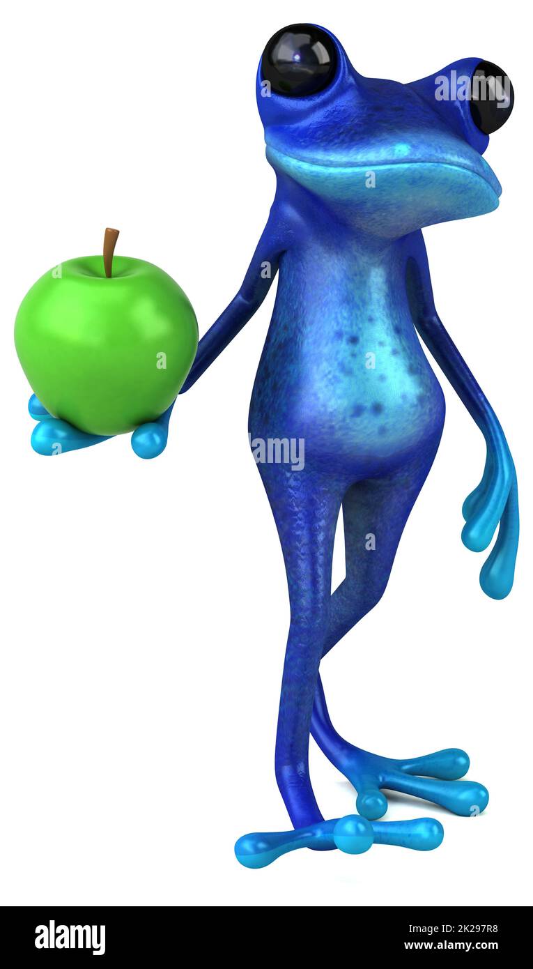 Fun blue frog - 3D Illustration Stock Photo - Alamy