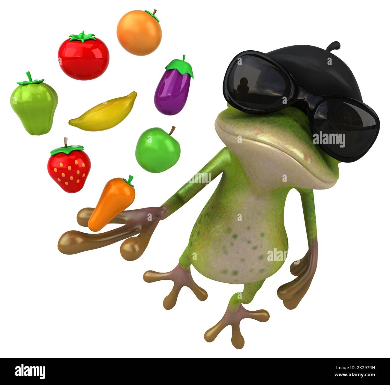 Fun french frog - 3D Illustration Stock Photo - Alamy