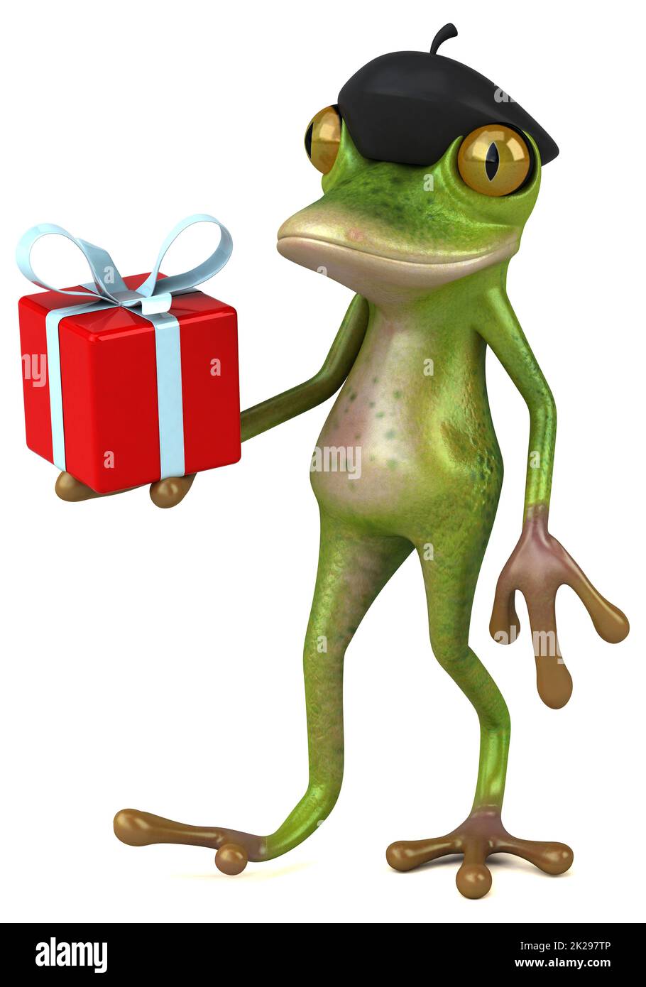 Fun french frog - 3D Illustration Stock Photo - Alamy