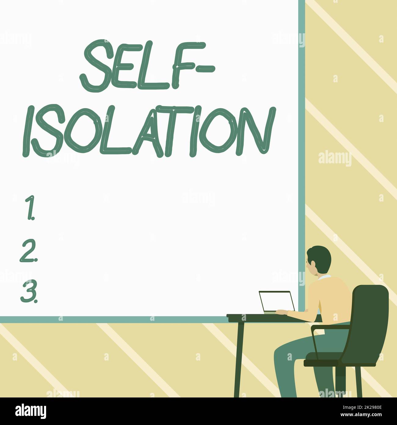 Hand writing sign Self Isolation. Word for promoting infection control ...