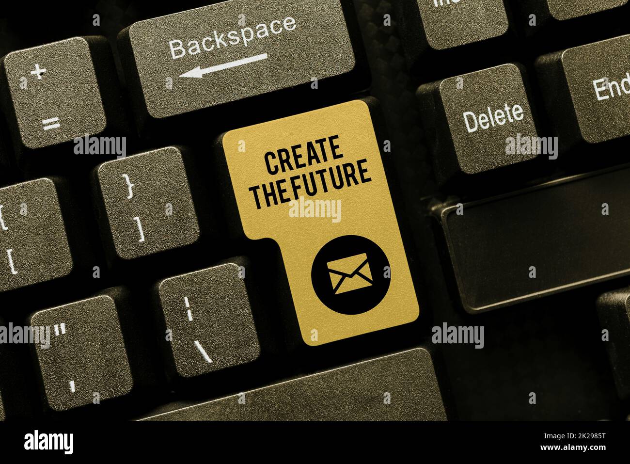 Text sign showing Create The Future. Internet Concept make an own way ...