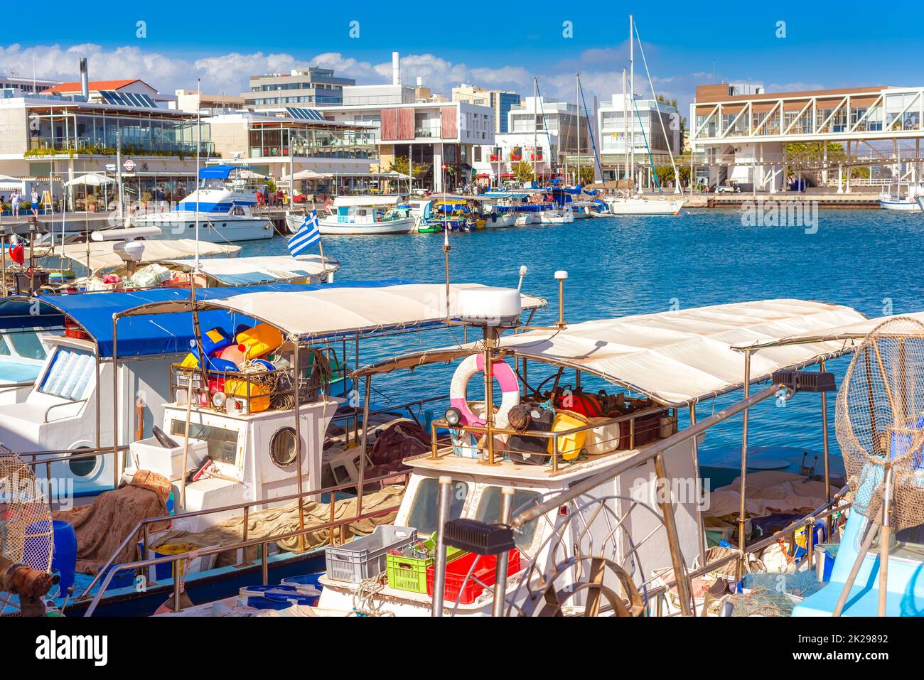 Limassol Old Port with modern restaurants and yachts. Limassol, Cyprus ...